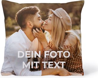 Picanova Personalisiertes Fotogeschenk Kissen mit Foto und Text - Premium Zierkissen mit Füllung 60x60cm - Individuell Bedruckt Schlaf- und Wohnzimmertauglich 