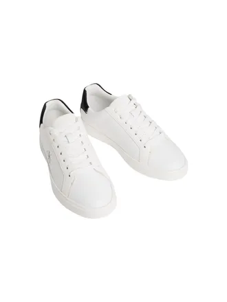 Calvin Klein Plateausneaker CALVIN KLEIN LOW PRO CUPS LTH ML, Damen, Gr. 36, schwarz-wei&szlig; (wei&szlig;, schwarz), Leder, unifarben mit Farbeinsatz, Basic, Schuhe Plateaus