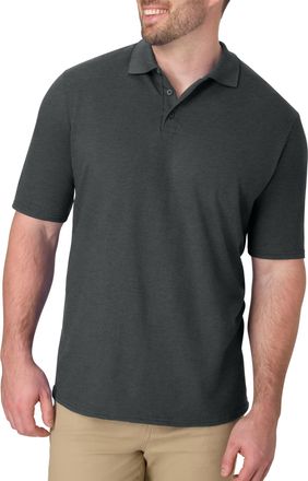 Hanes Herren Piqu&eacute;-Poloshirt, Kurz&auml;rmelig, DREI Kn&ouml;pfe, Mittelschwer, Polohemd, Dunkelgrau meliert, 4X-Gro&szlig;