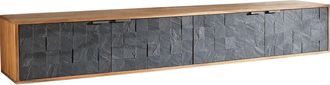 DELIFE TV-Board Teele Akazie Natur Schiefer 200 cm 4 Türen Lowboard schwebend
