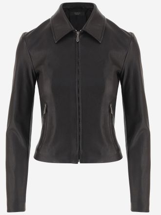 Gucci Womens Leather Jacket Brown Lambskin
