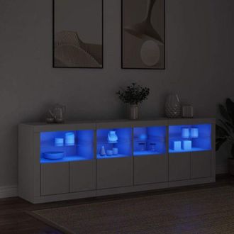 vidaXL Buffet avec lumi&egrave;res led blanc 202x37x67 cm - Vidaxl