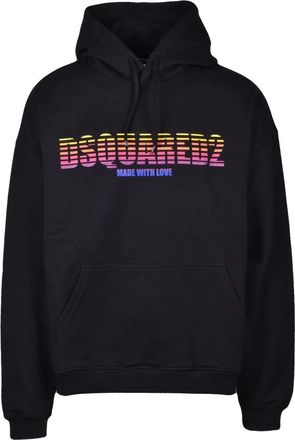 Dsquared2 Homme, Sweatshirts et sweats &agrave; capuche, Noir, Taille: M Cotton Sweat &agrave; capuche