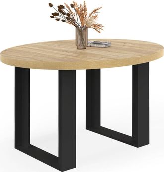 IDMarket Esstisch, fest, rund, Phoenix, 4 Personen, Holz und Schwarz, 110 cm