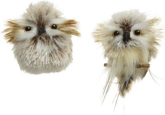 Decoris Christbaumschmuck Eule Pl&uuml;sch/Kunstfell ca. 9cm x 1 St&uuml;ck Sortiert Weihnachtskugeln Vogel braun