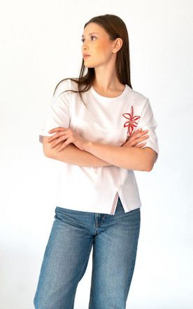 Passioni T-Shirt mit Blumenstickerei