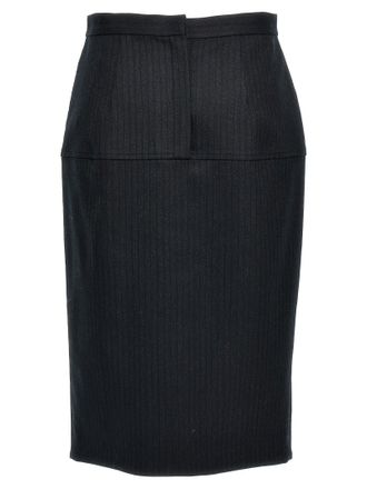 Fendi Womens Gray Virgin Wool Midi Skirt