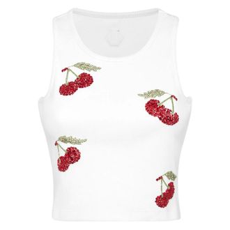 Philipp Plein Femme, Tops, Blanc, Taille: 36 FR Tank top Cherries