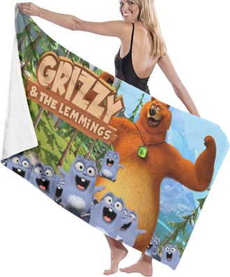Hdadwy Grizzy und die Lemminge Tabodi Badetuch, schnell trocknend, Strandtücher, saugfähig, weicher Waschlappen oder Yoga, Spa, Sportbad, Pool, Camping, Swim
