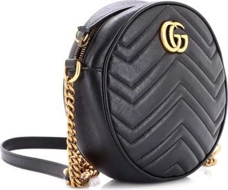 Gucci GG Marmont Round Shoulder Bag Matelasse Leather Mini crossbody bag - Schwarz