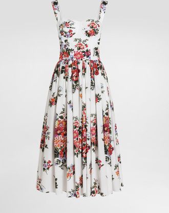 Dolce & Gabbana Flower Bouquet-print Cotton Dress - Frau Collection Multicolor 36
