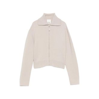 Allude Zip-up Ribbed-trim Cardigan