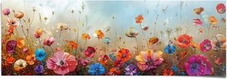 Reinders Poster, Blumenfeld, Wohnzimmer, Bilder, Wanddeko, Room Decor, 170 gr. glänzend Bilderdruckpapier, Mehrfarbig, 53x158cm