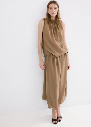 Mango Satiniertes Top mit drapiertem Ausschnitt braun - Damen - XS - MANGO