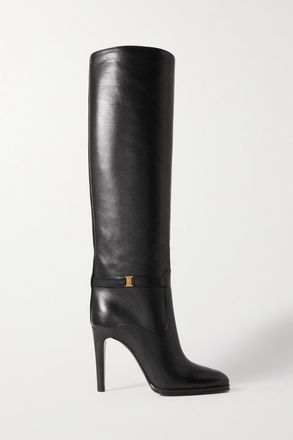 Saint Laurent Bottes En Cuir À Logo Diane - Noir