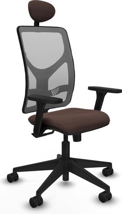 Piqueras y Crespo B&uuml;rostuhl mit 3D-Armlehnen und festem Kopfteil, ausgestattet mit 3 Positionen und Schneideschaum, mit Rollen von 65 mm, Nylon, Grau/Dunkelbraun