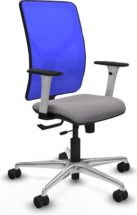 Piqueras y Crespo Stuhl mit Lendenverstellung, mit wei&szlig;en und schwarzen Armlehnen, ausgestattet mit Syncro/Traslack und Schneideschaum, mit Rollen 65 mm, Nylon, Blau/Gr