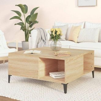 vidaXL Table basse ch&ecirc;ne sonoma 80x80x36,5 cm bois ding&eacute;nierie