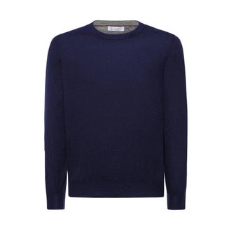 Brunello Cucinelli Homme, Pulls, Bleu, Taille: XL Pull ras du cou léger en cachemire et soie