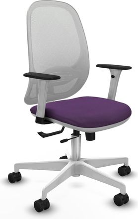 Piqueras y Crespo Lilafarbener Schreibtischstuhl mit 1D-Armen, h&ouml;henverstellbare Lendenwirbelst&uuml;tze, ausgestattet mit Syncro/Traslack und Schneideschaum, Wei&szlig;/Violett