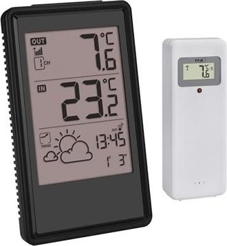 TFA Dostmann Funk Wetterstation inkl Außensender, 35.1170.01, Wettervorhersage und Trendanzeige, Funkuhr mit Datum, mit Innenthermometer, 433 MHz, 100m Reichweite,