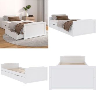 vidaXL Massivholzbett mit Schubladen Weiß Kiefer 90x200 cm - Bettsofa - Holzbett - Doppelbett - Singlebetten - Kiefernbett - Home & Living