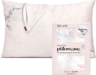 Kitsch Satin-Kissenbezug mit Reißverschluss, weicher als Maulbeerseide-Kissenbezug für Haar und Haut, glatt, kühlender Kissenbezug, Luxus-Satin-Kissenbezüge,