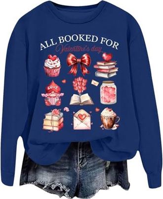 Generic Pull pour femme - Haut de Saint-Valentin avec imprim&eacute; coeur accrocheur - Sans capuche - Col rond - Manches longues - Pull &agrave; capuche sans manches - &Eacute;l&eacute;