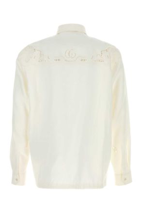 Gucci Mens Linen Polo Shirt White