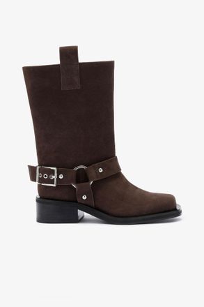Ganni Bottes motardes &agrave; tige moyenne marron - Pour Femme