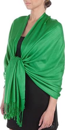 Sakkas Silky Écharpe en laine de châle souple Soft Pashmina - Vert lumineux