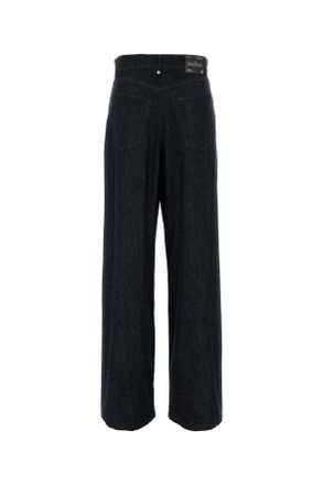 Max Mara 2619181041600 001 Blu Marino Exterior: Cotton Kapok Pantaloni Trousers