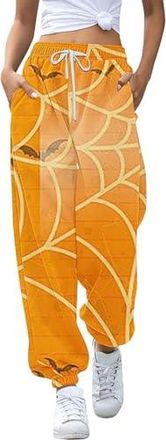 Generic Pantalon d&eacute;contract&eacute; avec poche imprim&eacute;e pour femme, Orange, XXL