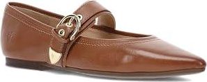 Frye Frye Heather Buckle Mary Jane Sandales plates pour femme - Chaussures &eacute;l&eacute;gantes en cuir avec sangle r&eacute;glable et ajustement confortable, Dark Latte - C