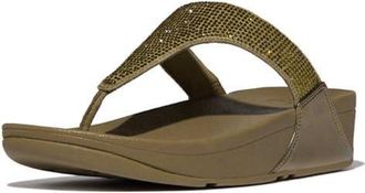 FitFlop Femme Lulu Crystal Embellished Toe-Post Sandals, Vert Camouflage métallisé, 38 EU