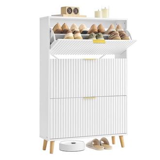 Vasagle MAXE Collection - Meuble &agrave; Chaussures &agrave; 3 Abattants, Armoire &agrave; Chaussures Entr&eacute;e &Eacute;troite, Portes Rainur&eacute;es, jusqu&agrave; 24 Paires de Chaussures, Moderne du