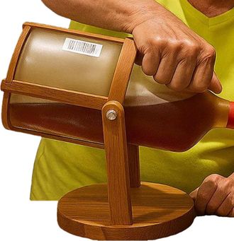 Generico 180&deg; Drehbarer Lik&ouml;rflaschenhalter aus Holz zum Ausgie&szlig;en von Wein, Whiskey, Bourbon Party, Bar, Haus, Hochzeit, Treffen, Restaurant, B&uuml;ro, Hotel