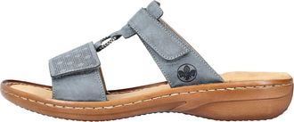 Rieker Pantolette RIEKER, Damen, Gr. 38, blau (hellblau), Lederimitat, Schuhe Pantolette, Topseller