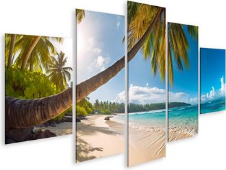 Islandburner Bild auf Leinwand Meer Strand Sand Palmen Wildes Tropisches Ozeanufer Schöne Landsch Bilder Wandbilder Poster JCMT-MFP
