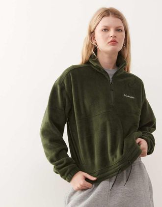 Columbia Brushy Bay - Fleece-Sweatshirt in Khakigr&uuml;n mit kurzem Rei&szlig;verschluss