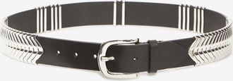Isabel Marant Ceinture Tehora En Cuir De Veau - Femme - Noir Et Argent&eacute; - Taille75 - Isabel Marant