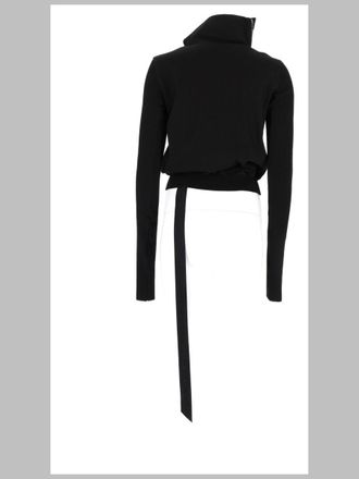 Rick Owens Womens Sweatshirt Mountain Asymmetric Zip Black Cotton Sweatshirts Sweater
