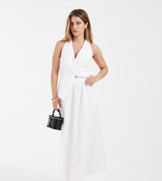 4th + Reckless Petite Jupe longue fluide densemble en lin m&eacute;lang&eacute; - Blanc