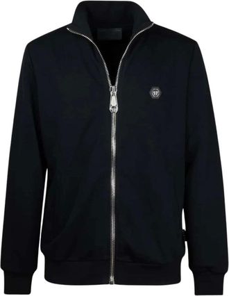 Philipp Plein Homme, Sweatshirts et sweats à capuche, Noir, Taille: 2XL Veste Zippée en Coton