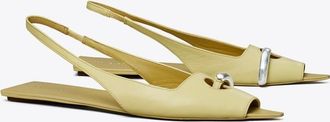 Tory Burch Damen Slingback-Flat mit perforiertem Detail in Wei&szlig;/Wei&szlig;/Silber