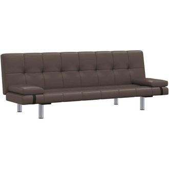 vidaXL Schlafsofa mit 2 Kissen Kunstleder Ausziehbar Braun vidaXL