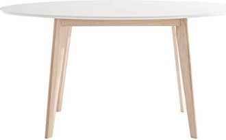 Miliboo Table Ovale Blanche et Bois Clair L150 cm Leena