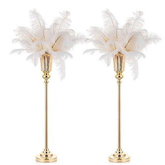 Nuptio Vase Or pour Centre de Table: 2 Pièces 77.5cm Haut Support Fleur Trompette Doré pour Mariage - Decoratif Metal Vases pour Noel Anniversaire Ceremonie