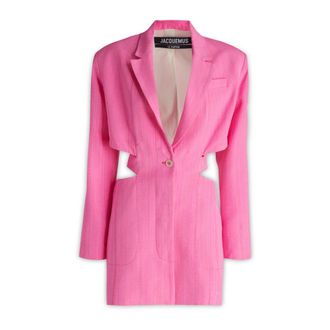 Jacquemus Bari Kleid mit Cut-Out und Einzelknopf - - Dresses - Damen - Rosa - L