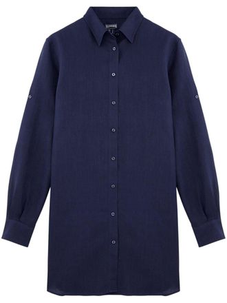 Vilebrequin Fondant Hemd aus Bio-Leinen - Blau
